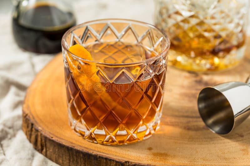 Boozy Cold Maple Syrup Old Fashioned Cocktail Stock Image - Image of ...