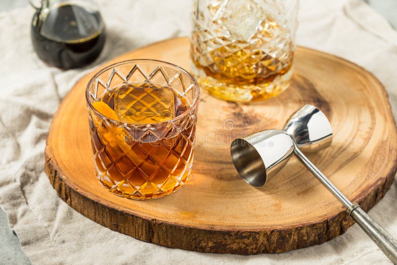 Boozy Cold Maple Syrup Old Fashioned Cocktail Stock Image - Image of ...