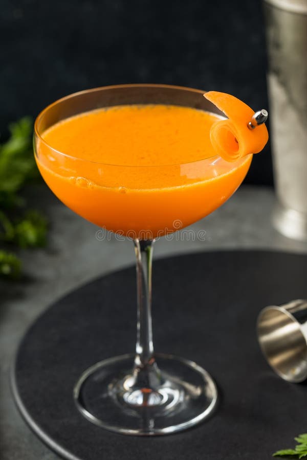 Boozy Healthy Carrot Bourbon Cocktail Stock Photo - Image of ...