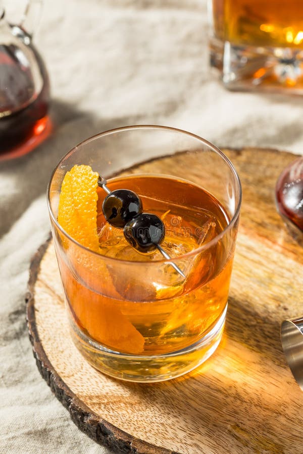Boozy Maple Syrup Old Fashioned Cocktail Stock Photo - Image of ...