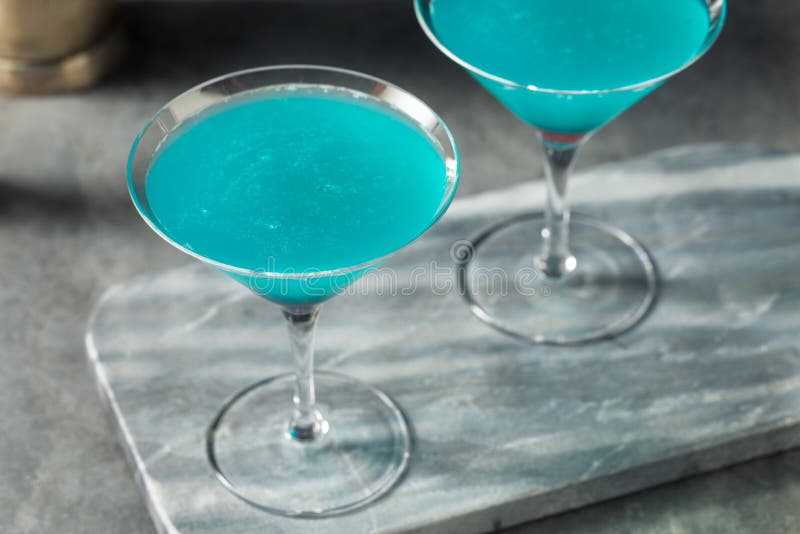 Boozy Refreshing Blue Martini Cocktail Stock Image - Image of fruit ...