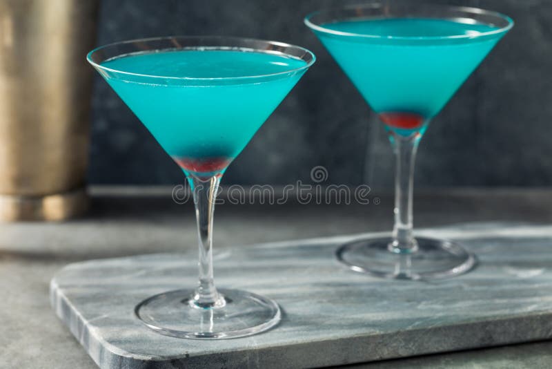Boozy Refreshing Blue Martini Cocktail Stock Photo - Image of drink ...