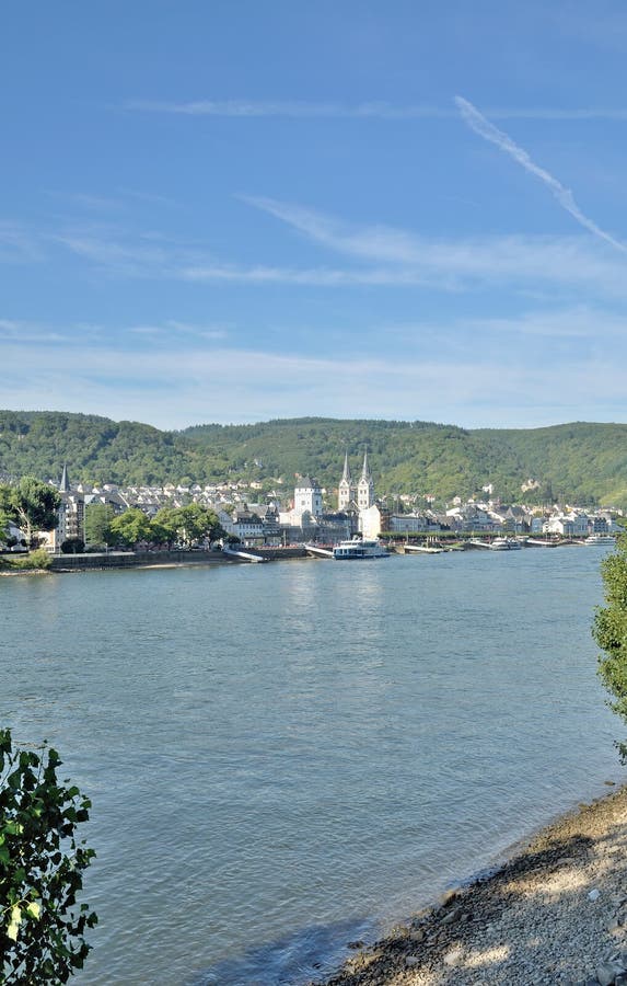 Boppard, Rijn-Rivier, Duitsland Stock Afbeelding - Image of dorp ...