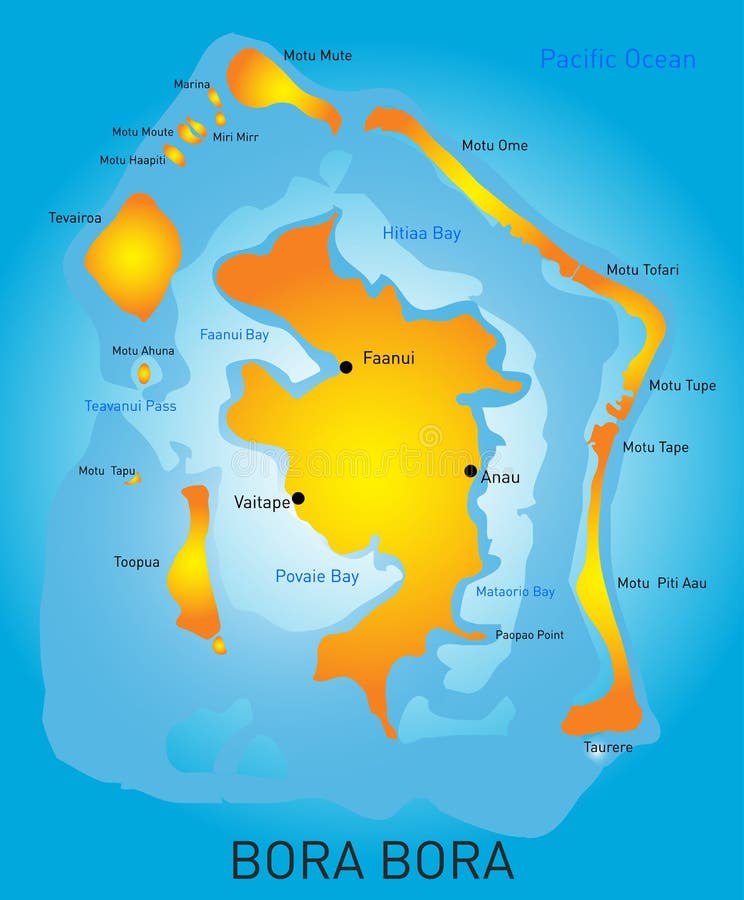 Mappa di Bora Bora. illustrazione vettoriale. Illustrazione di ...