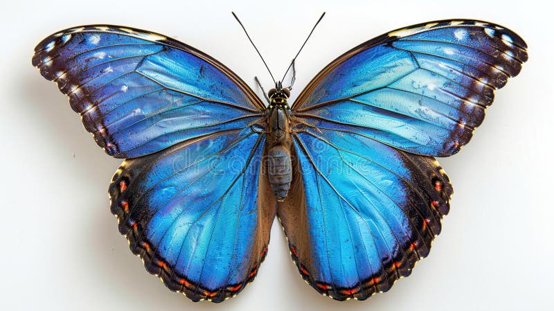 Borboleta Morfo Azul Com Asas Vivas Ilustração Stock - Ilustração de ...
