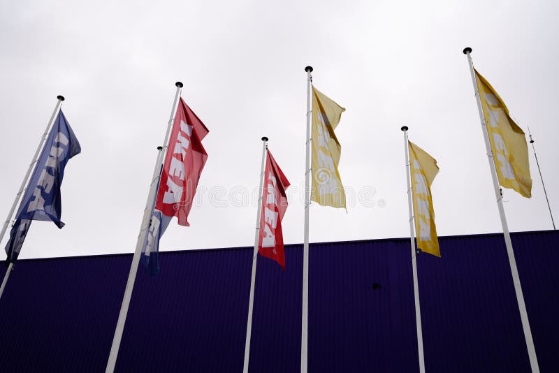 Ikea Sign Brand Shop and Text Logo on Flag Front of Store World Largest ... Ikea Sign Brand Shop and Text Logo on Flag Front of Store World Largest ...