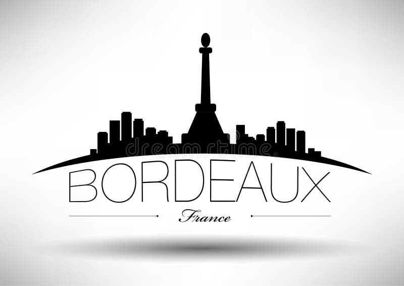 Bordeaux Skyline with Typographic Design Stock Illustration ...