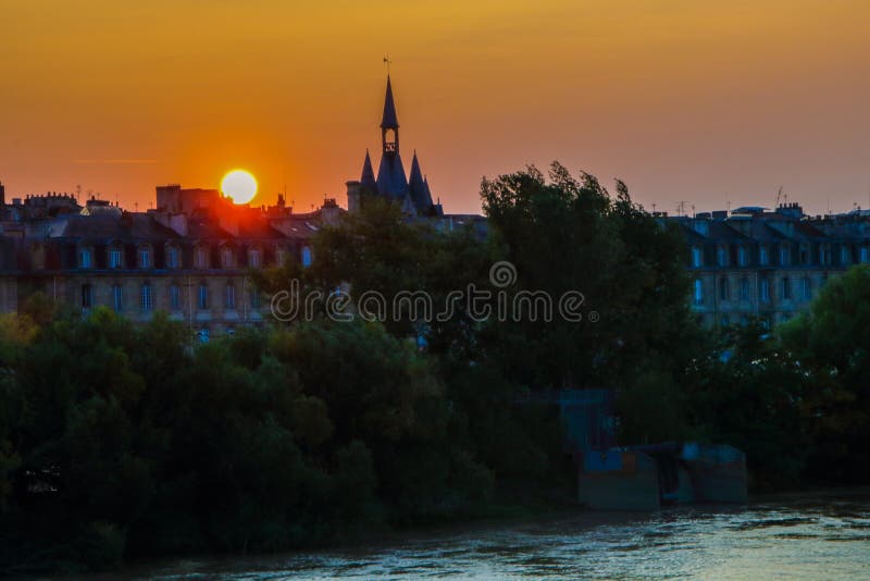Bordeaux at sunset stock image. Image of background - 100488815