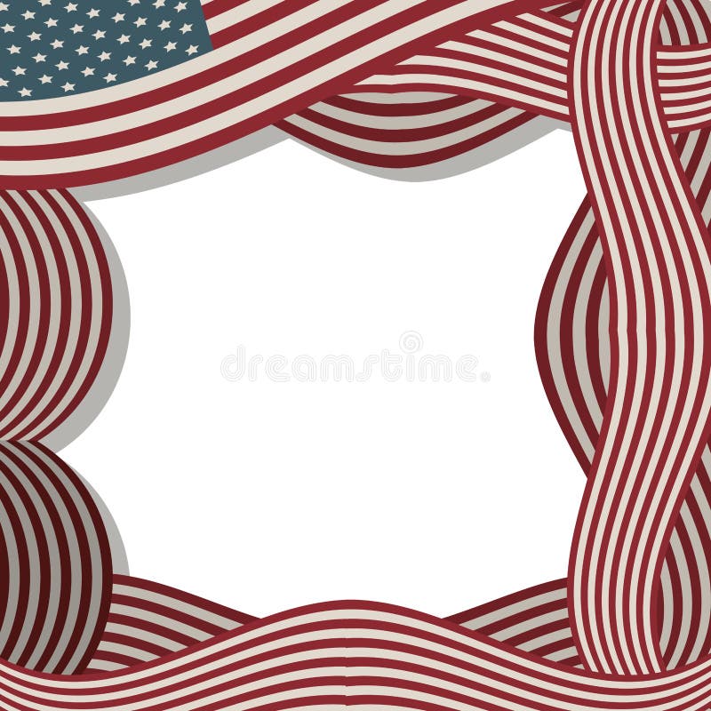 Border with American Flag with Shadow Stock Illustration - Illustration ...