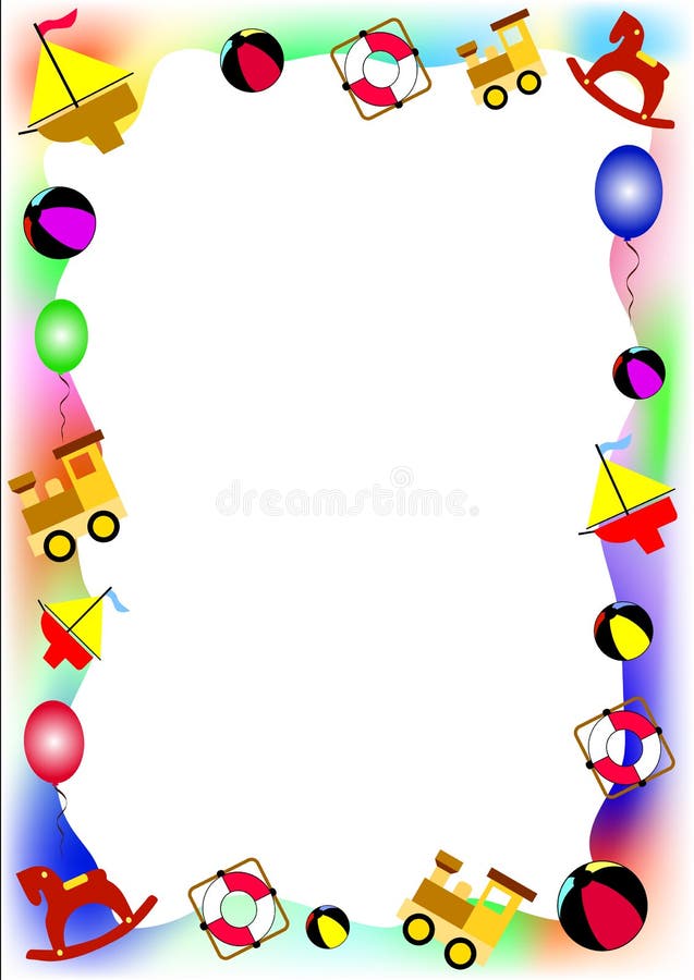 Border of baby toys stock vector. Illustration of balloon - 3992027