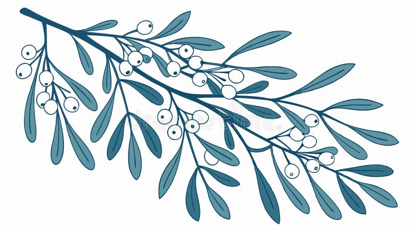 Border of Blue Branches of Mistletoe Watercolor. Template for ...