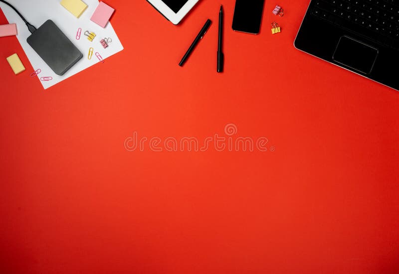 Border of Business Workplace Supplies and Gadgets. Copy Space Top View ...