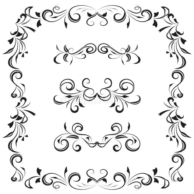 Border Calligraphic Vector Set Stock Vector - Illustration of elegance ...