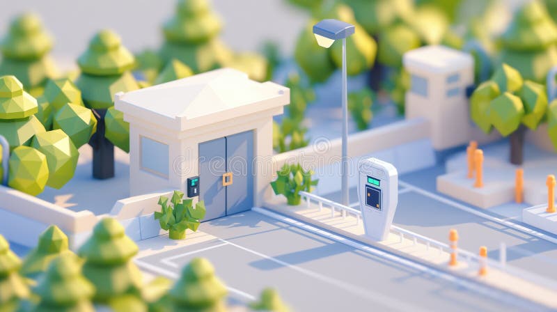 Border Checkpoint with Security Personnel and Scanning Equipment ...