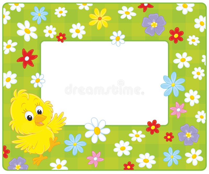 Border with a chick stock vector. Illustration of fledgeling - 66155036