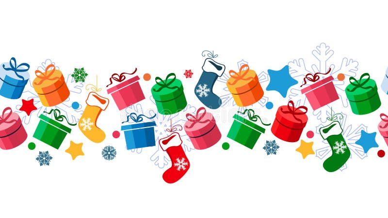 Border with Christmas Gift Boxes Stock Vector - Illustration of design ...