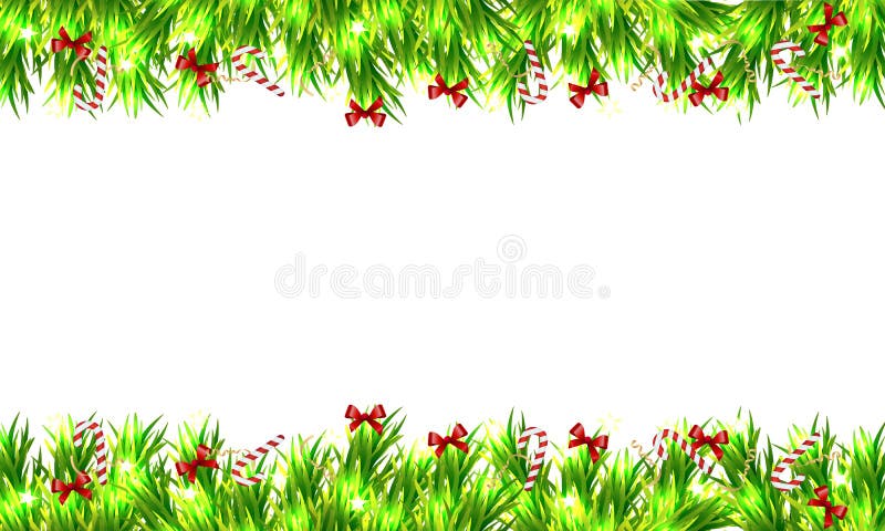 Border with Christmas Tree Branches Stock Vector - Illustration of ...