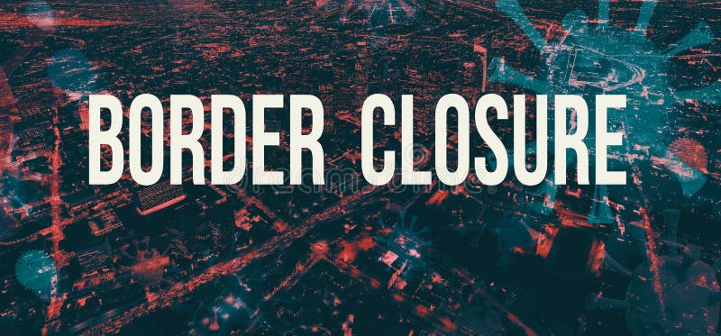 Border Closure Theme with Downtown Los Angeles at Night Stock Image ...