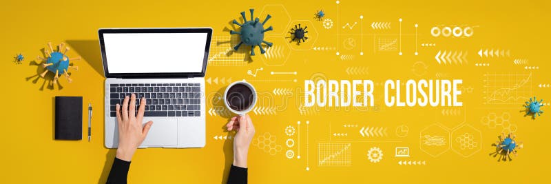 Border Closure Theme with Person Using Laptop Computer Stock Image ...