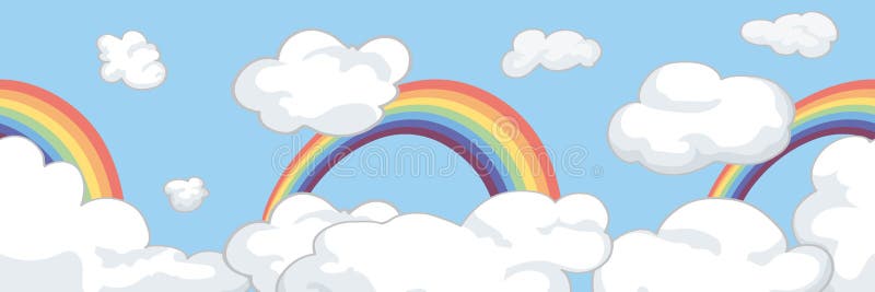 Border with Clouds and a Rainbow Stock Vector - Illustration of drawing ...