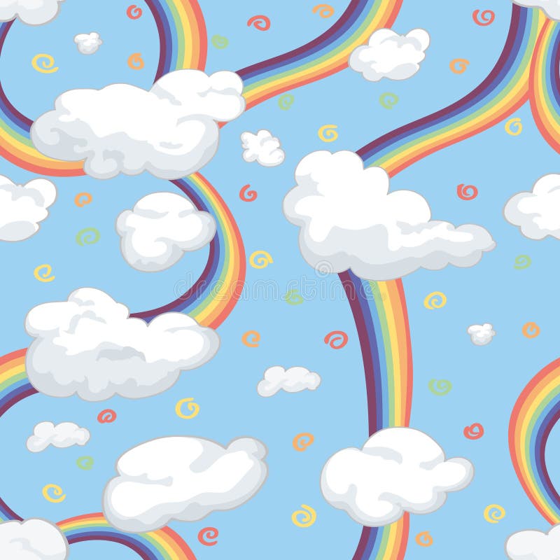 Vector Border Of Rainbow And Clouds Stock Vector - Illustration of ...