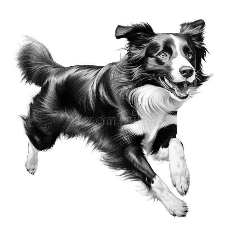 Border Collie Dog Portrait Sketch, Drawing Stock Illustration ...