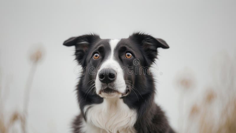 Border Collie Looking Up with Attentive Expression Stock Image - Image ...