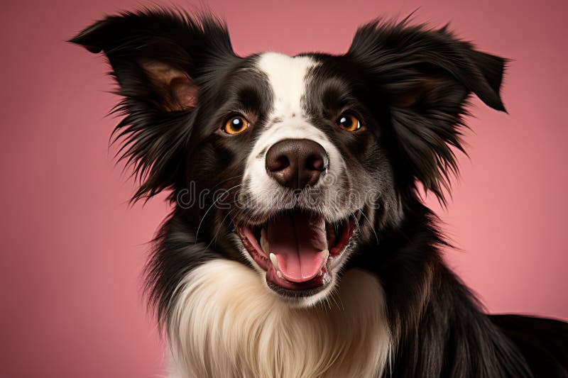 Border Collie Portrait, Banner and Copy Space, Dog Front View. Stock ...