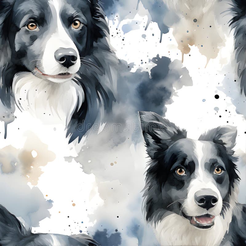 Border Collie Watercolor Dog Patter. AI Generated Stock Illustration ...