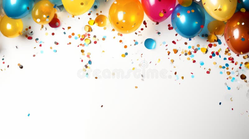 A Border of Colorful Balloons and Confetti Stock Illustration ...