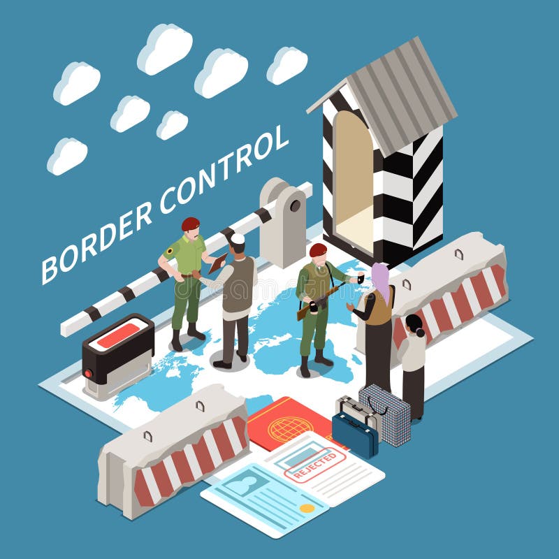 Border Control Isometric Composition Stock Vector - Illustration of ...
