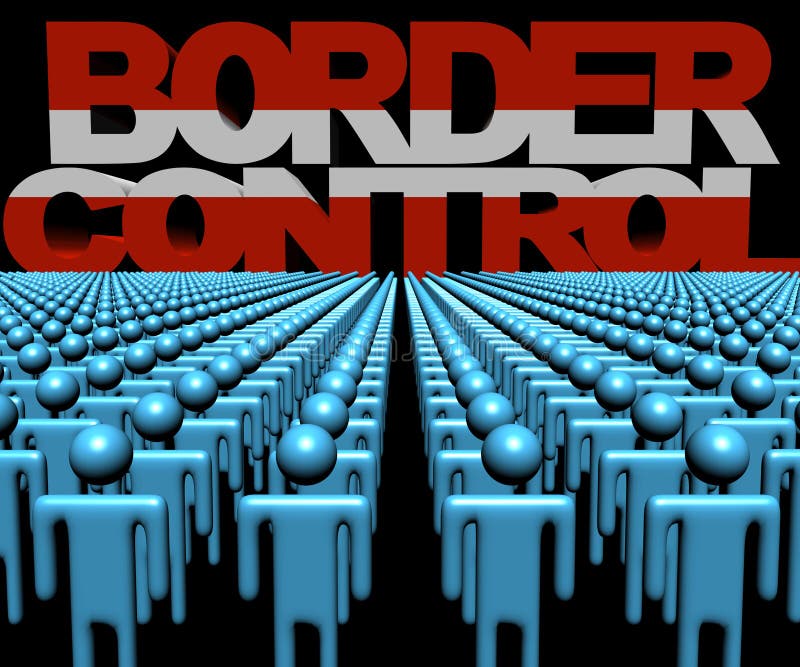 Border Control Text with Austrian Flag and Crowd of People Illustration ...