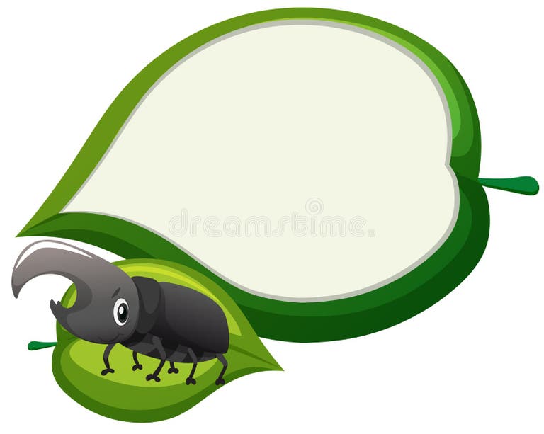 Border Design with Beetle on Leaf Stock Vector - Illustration of ...