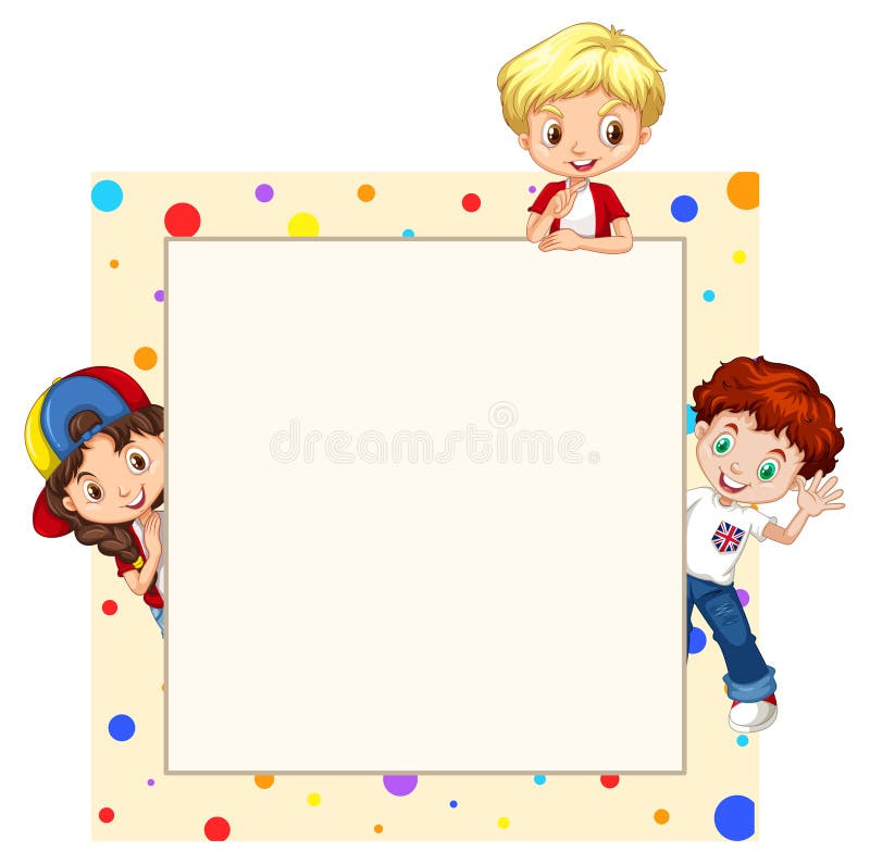 Border Design with Children Stock Vector - Illustration of child, paper ...