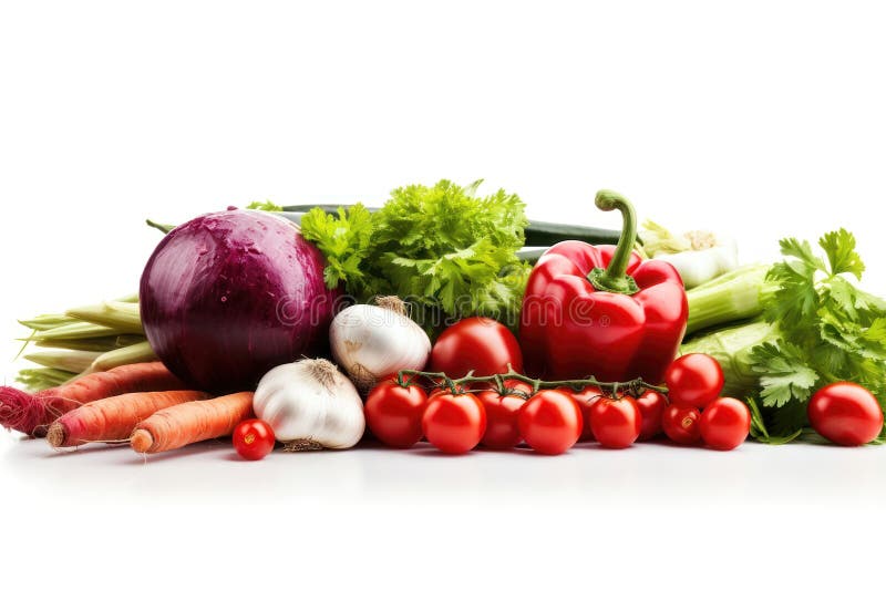Border Design of Fresh Vegetables, Isolated on White. AI Generated ...
