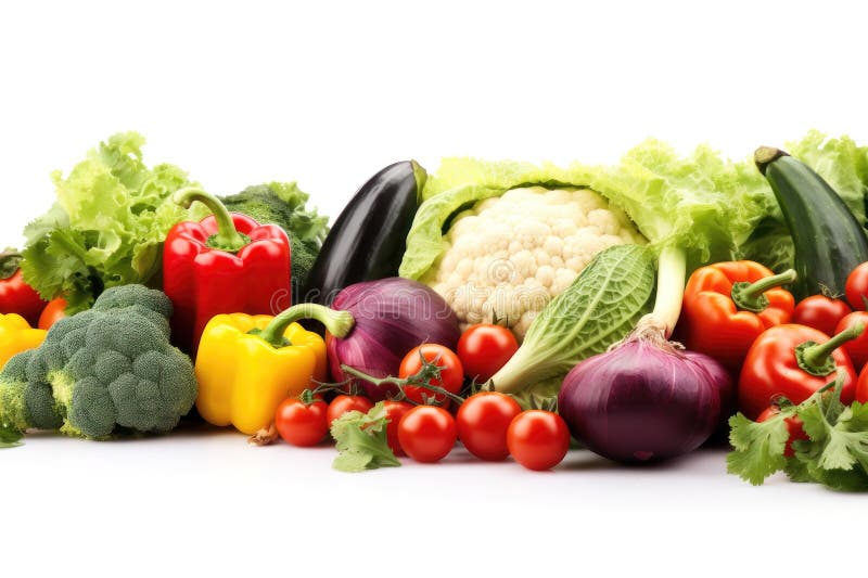 Border Design of Fresh Vegetables, Isolated on White. AI Generated ...