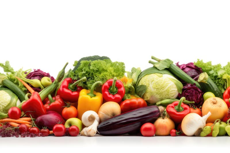 Border Design of Fresh Vegetables, Isolated on White. AI Generated ...