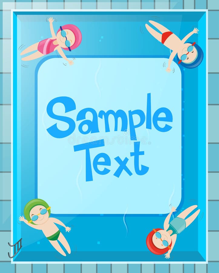Border Design with Kids in the Pool Stock Vector - Illustration of ...