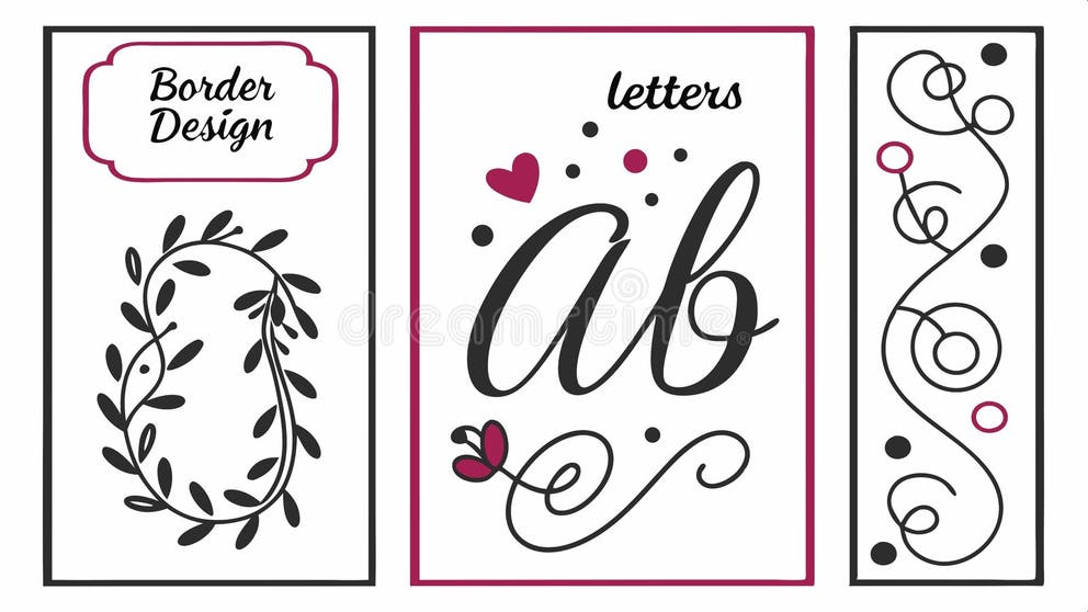 Border Design with Letters, Decorative Frame, Alphabet Art, Text Border ...