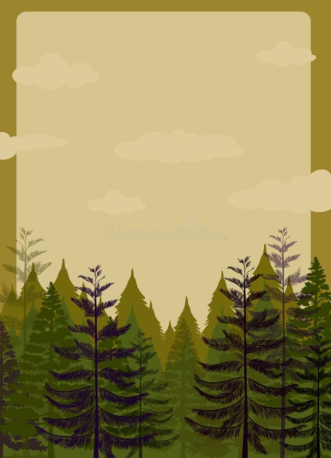 Border Design with Pine Forest Stock Vector - Illustration of ...