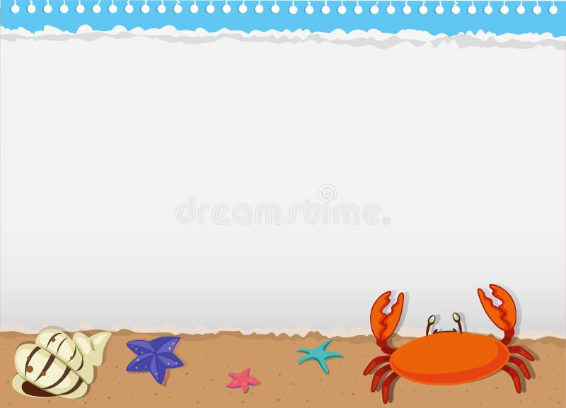 Sea Border with Crab and Shell Stock Photo - Illustration of colour ...