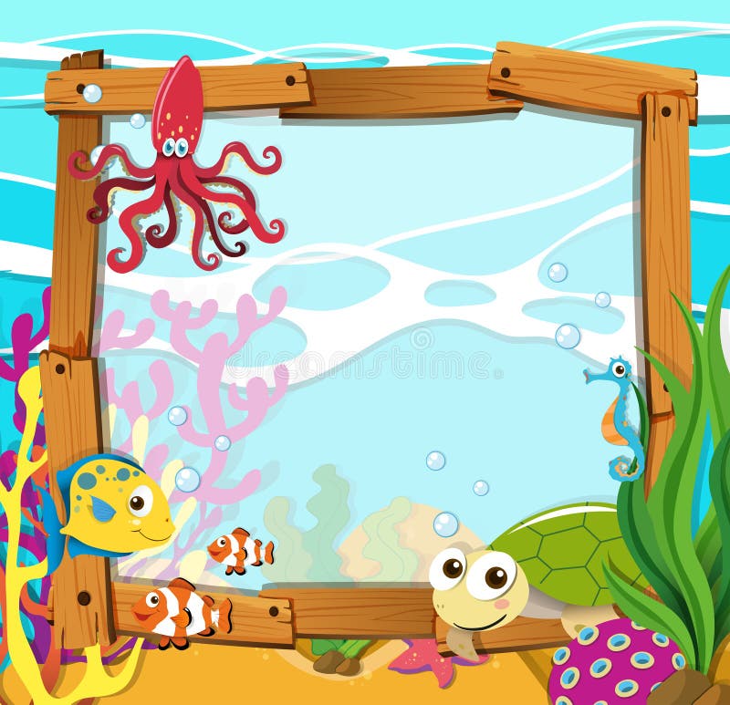Sea life border / frame stock vector. Illustration of blue - 12215207