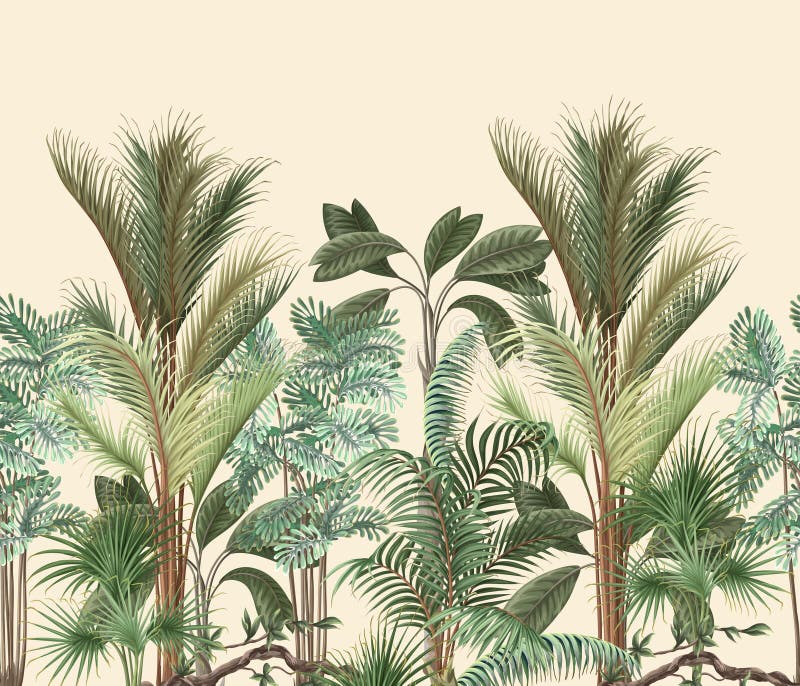Border with Different Palm Trees. Tropical Vector. Stock Vector ... Border with Different Palm Trees. Tropical Vector. Stock Vector ...