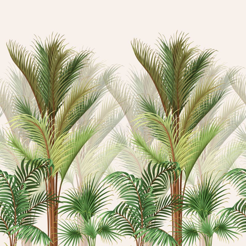 Border with Different Palm Trees. Tropical Vector. Stock Vector ...