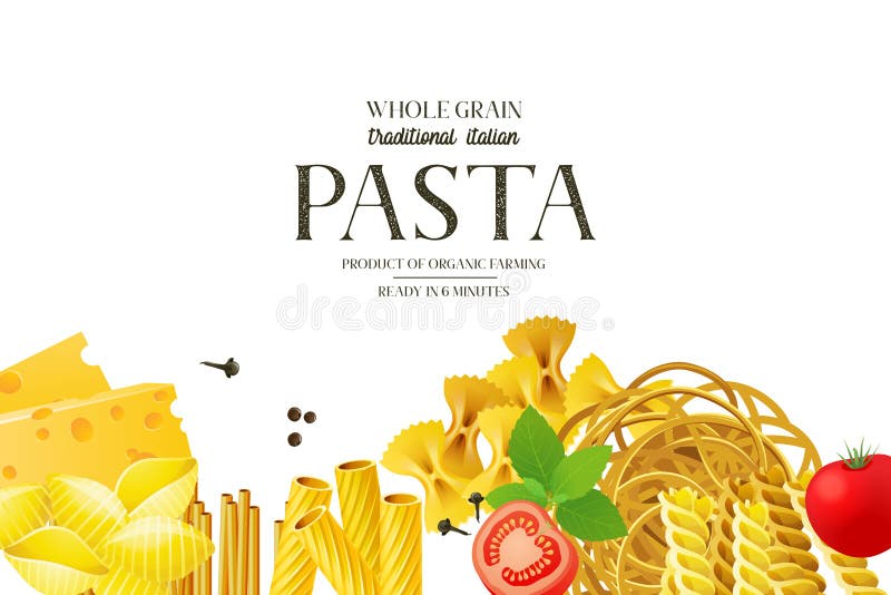 Border with Different Realistic Pasta Types Stock Vector - Illustration ...