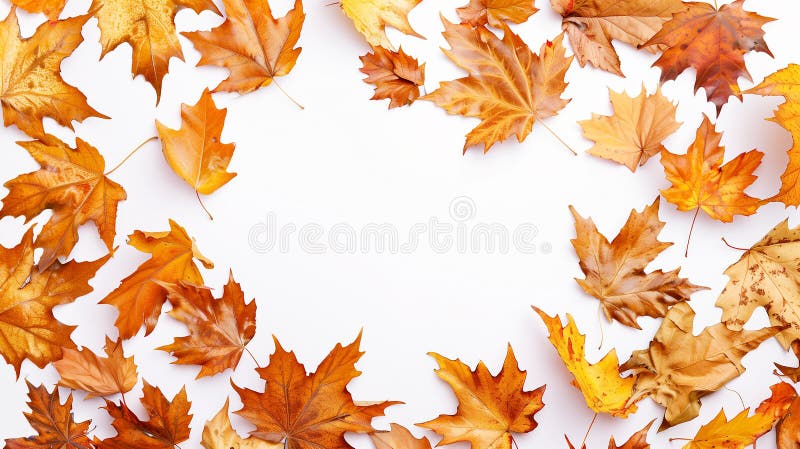 Border of Fall Maple Leaves on a White Background. Stock Illustration ...
