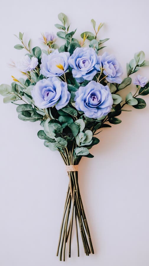 A Border Featuring Purple Flowers and Eucalyptus Leaves Set Against a ...