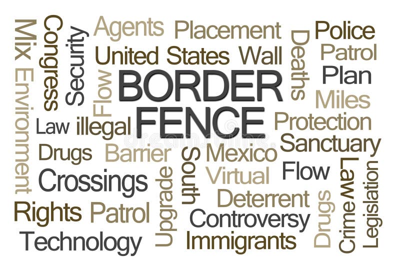 Border Fence Word Cloud stock illustration. Illustration of deterrent ...