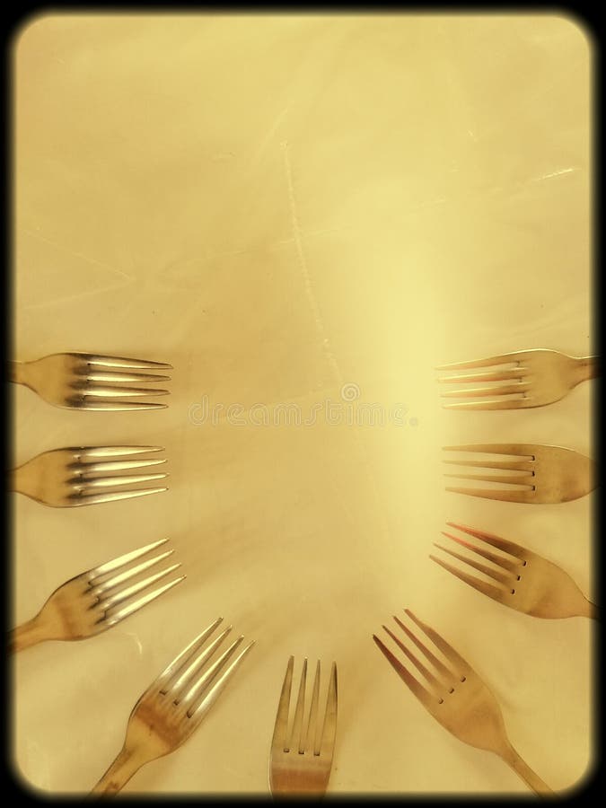 Border of forks on slate stock photo. Image of slate - 119029800
