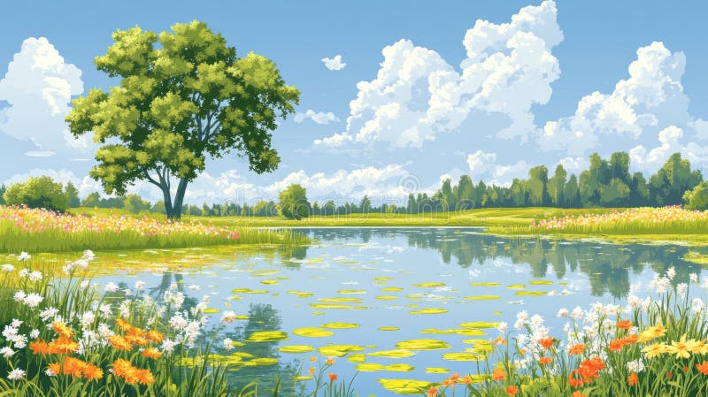 A Border Formed by Tree and River Flow with Copy Space, Perfect for ...